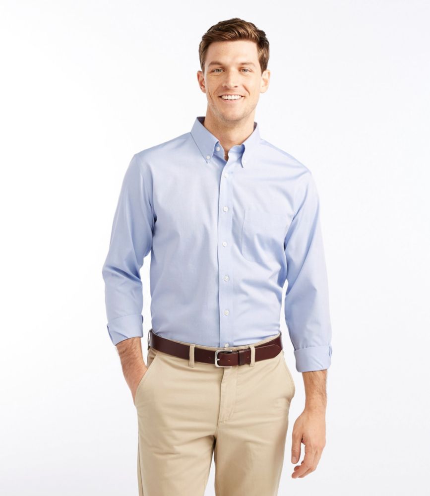 Men's Wrinkle-Free Pinpoint Oxford Cloth Shirt, Slightly Fitted | Dress ...