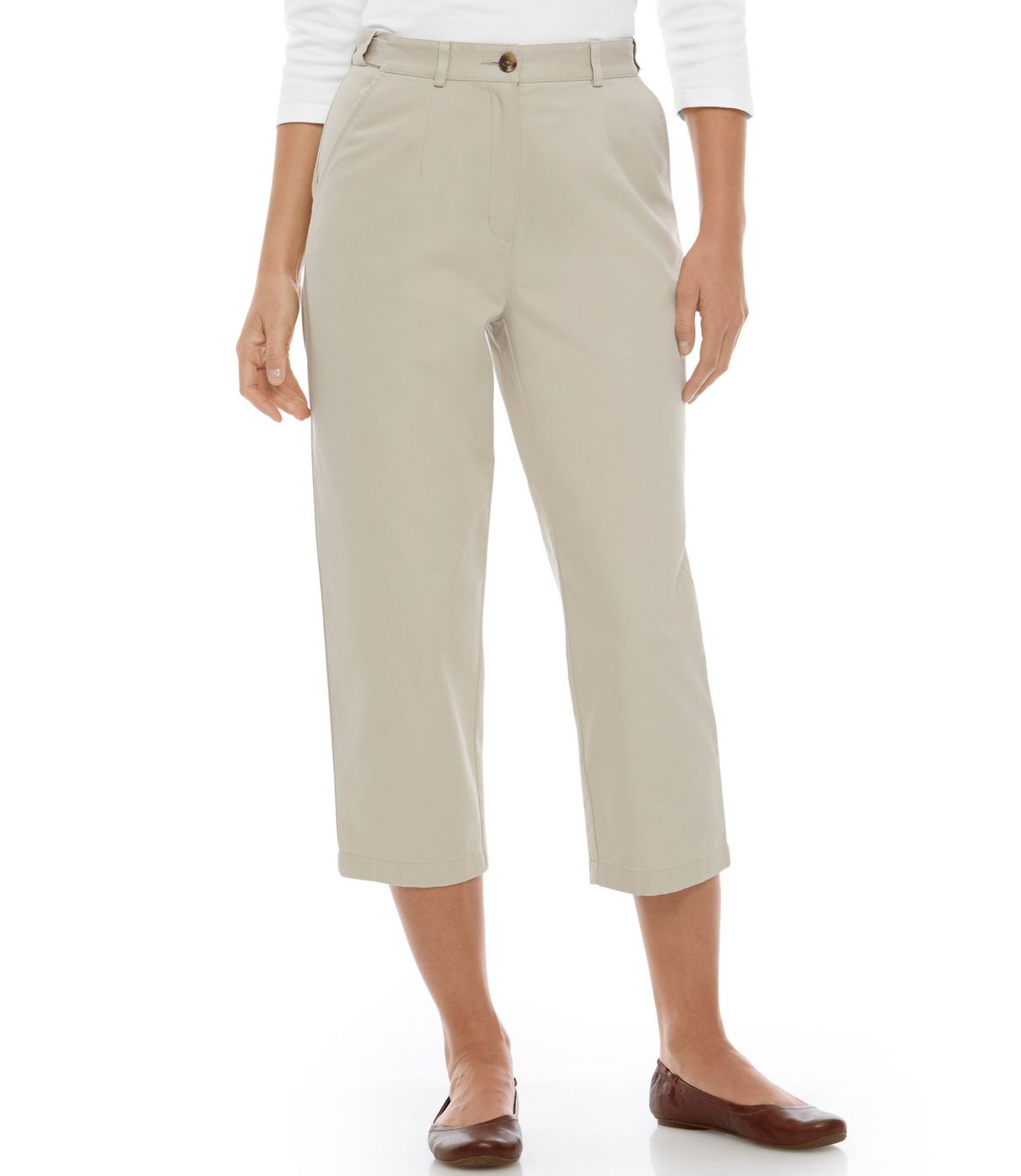 Womens Wrinkle Free Bayside Pants Cropped Original Fit Hidden Comfort