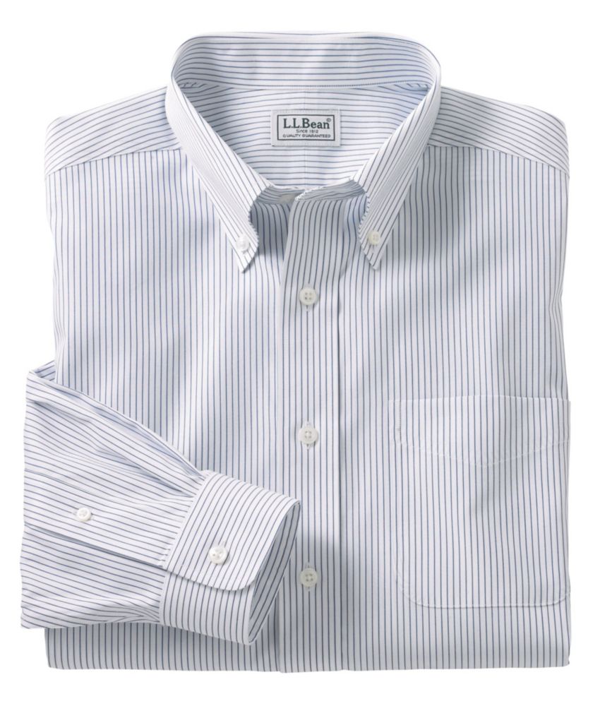 Men's Wrinkle-Free Pinpoint Oxford Cloth Shirt, Traditional Fit Stripe ...
