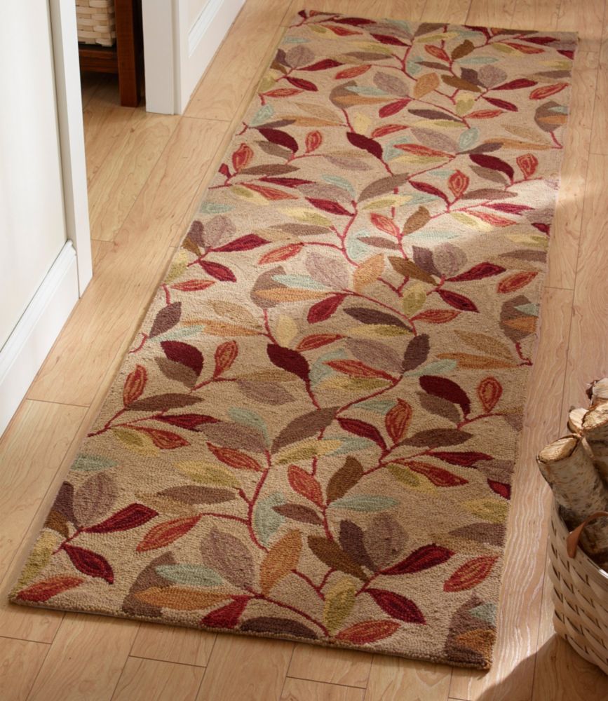 Wool Hooked Runner, Woodland Leaves