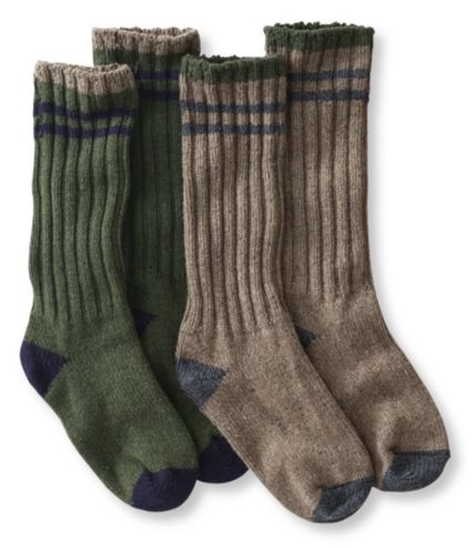 Adults' Merino Wool Ragg Socks, 12" Stripe Two-Pack
