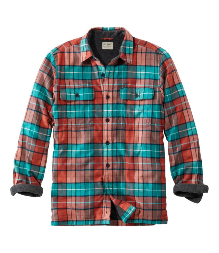Men's Fleece-Lined Flannel Shirt, Traditional Fit | Casual Button-Down ...
