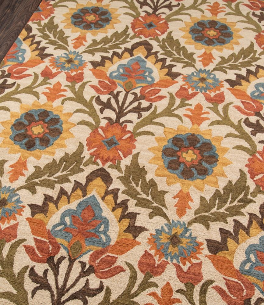 Wool Hooked Rug, Botanical Floral