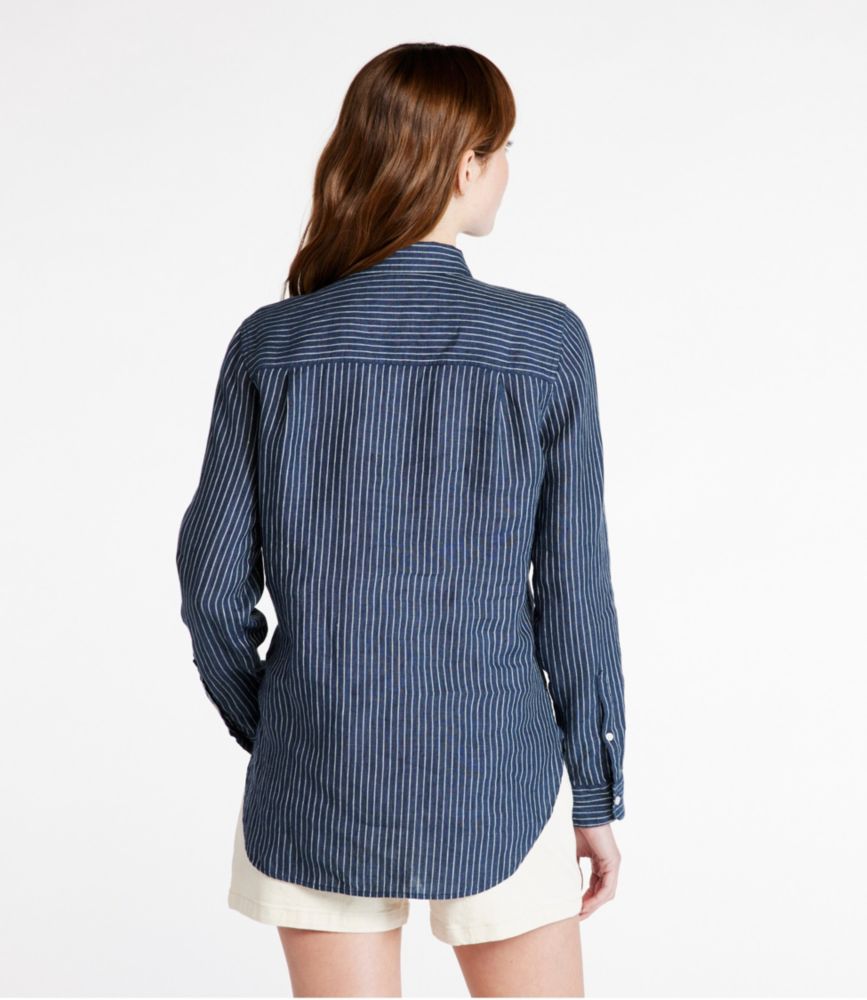Women's Premium Washable Linen Shirt, Tunic Stripe | Shirts & Tops at L ...