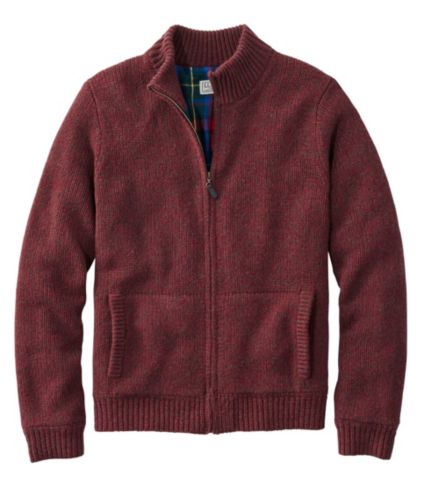 Men's L.L.Bean Classic Ragg Wool Sweater, Full-Zip Flannel-Lined ...