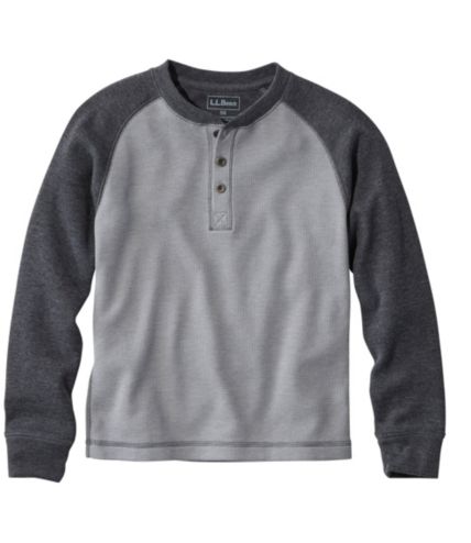 Boys' Mini-Waffle Henley, Long-Sleeve Colorblock | Tops at L.L.Bean