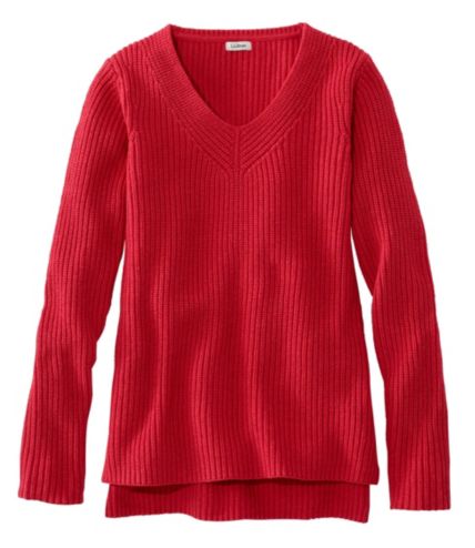 L.L.Bean Shaker-Stitch Sweater, V-Neck Pullover