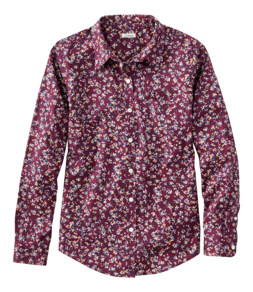 Women's Wrinkle-Free Pinpoint Oxford Shirt, Relaxed Fit Long-Sleeve ...