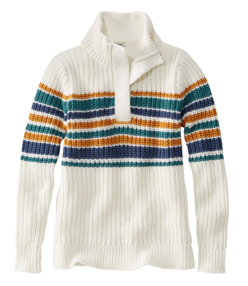 Women's Rope Stitch Shaker Mockneck Henley, Striper | Sweaters at L.L.Bean