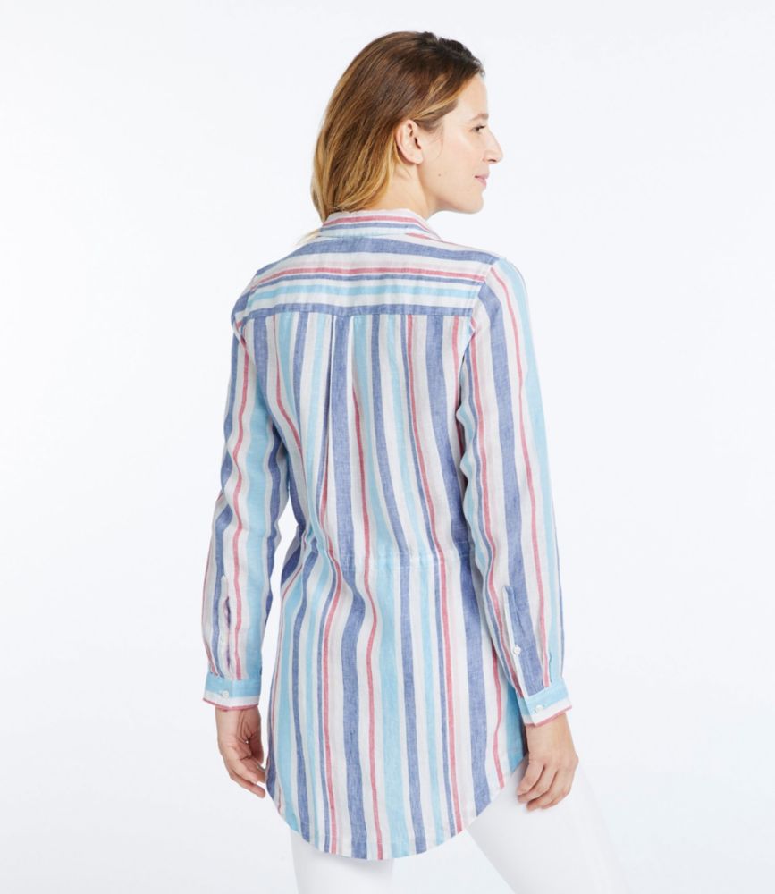 Women's Premium Washable Linen Drawstring Tunic, Stripe | Shirts & Tops ...