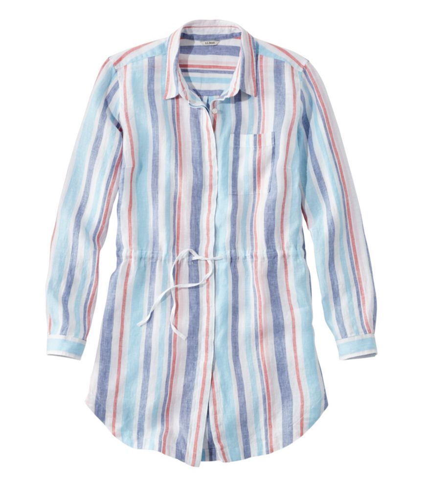 Women's Premium Washable Linen Drawstring Tunic, Stripe | Shirts & Tops ...