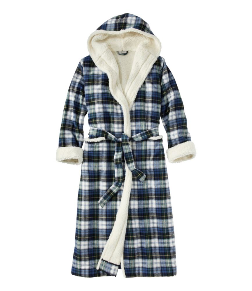 Women's Scotch Plaid Flannel Robe, Sherpa-Lined Long | Sleepwear at L.L ...