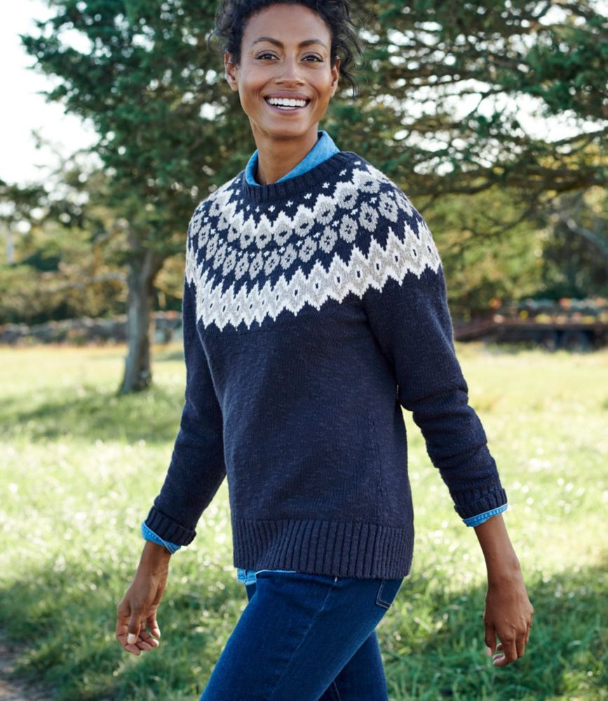 Women's Cotton Ragg Sweater, Marled Fair Isle | Sweaters at L.L.Bean