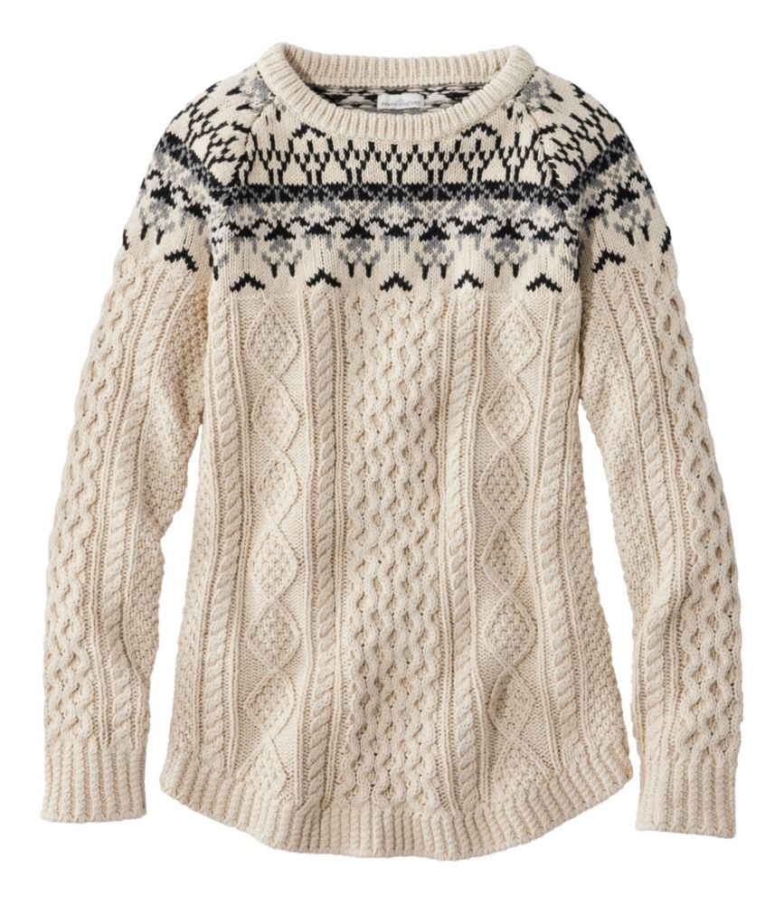 Women's Signature Cotton Fisherman Tunic Sweater, Fair Isle | Sweaters ...