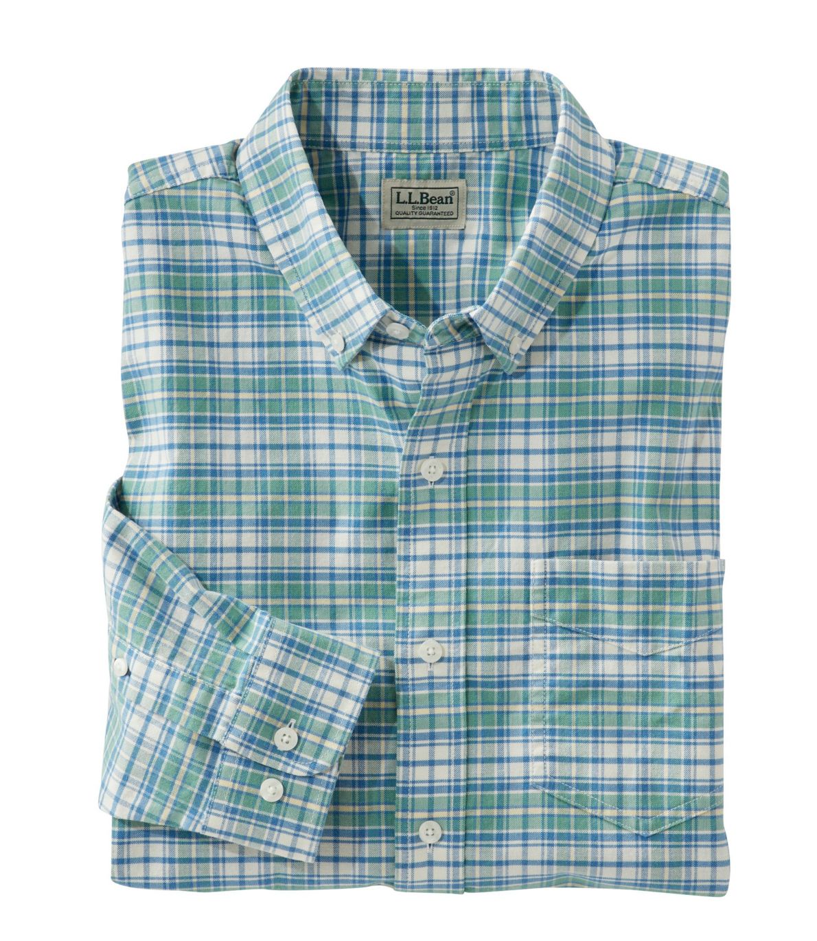 Mens Comfort Stretch Oxford Shirt Traditional Untucked Fit Plaid At