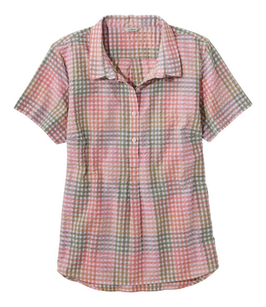 Women's Vacationland Seersucker Shirt, Short-Sleeve Popover Plaid ...