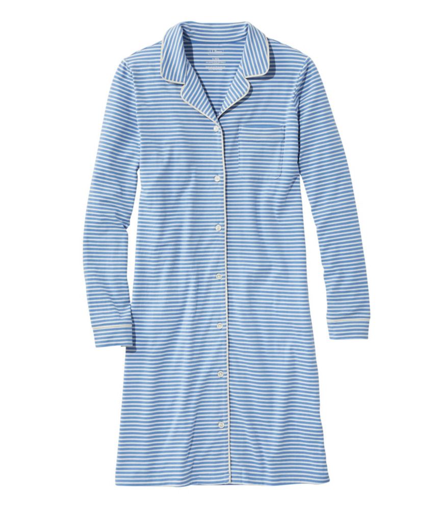 Women's Super-Soft Shrink-Free Button-Front Nightgown, Stripe | Pajamas ...