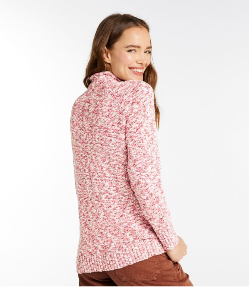 Women's Cotton Ragg Sweater, Funnelneck Pullover Space-Dye