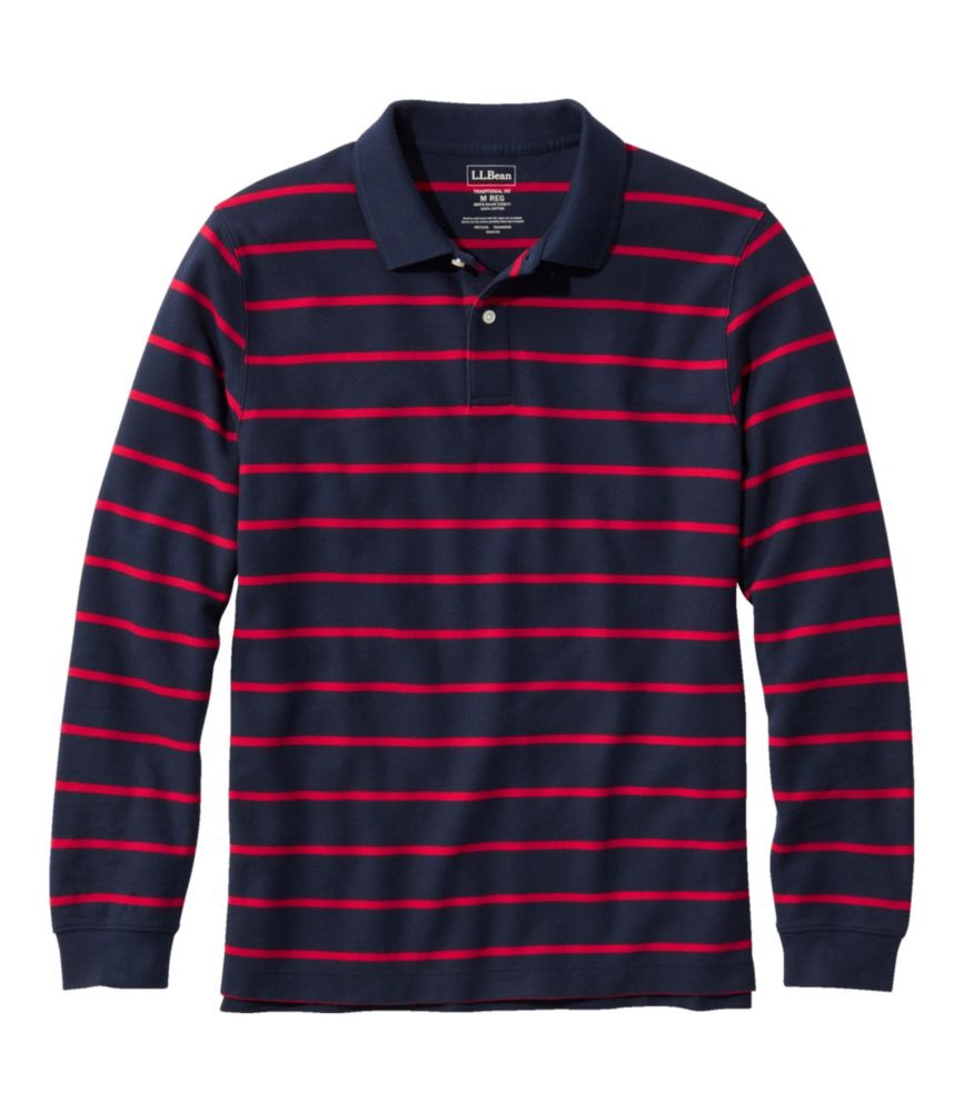 Men's Premium Double L® Polo, Long-Sleeve Without Pocket, Stripe | Shirts at L.L.Bean