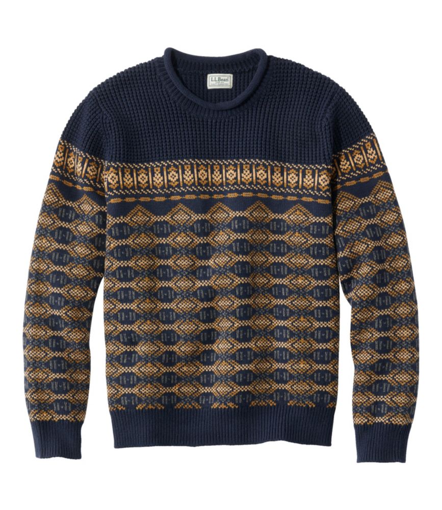 Men's L.L.Bean Organic Cotton Waffle Sweater, Crewneck, Fair Isle ...