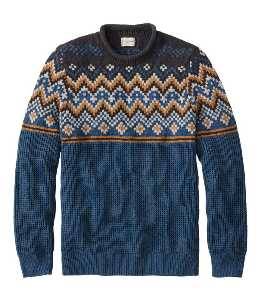 Men's L.L.Bean Organic Cotton Waffle Sweater, Crewneck, Fair Isle ...