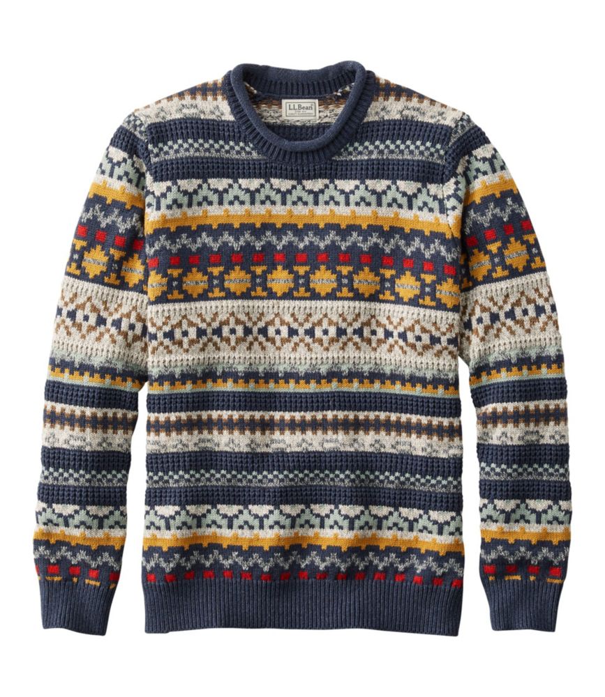 Men's L.L.Bean Organic Cotton Waffle Sweater, Crewneck, Fair Isle ...