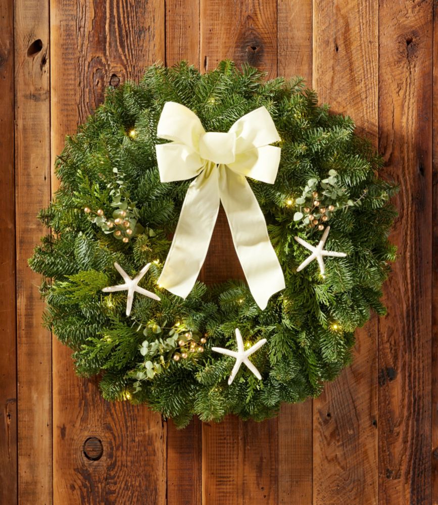 Coastal Evergreen Wreath, Lighted, 24" | Fresh Wreaths & Greenery at L ...