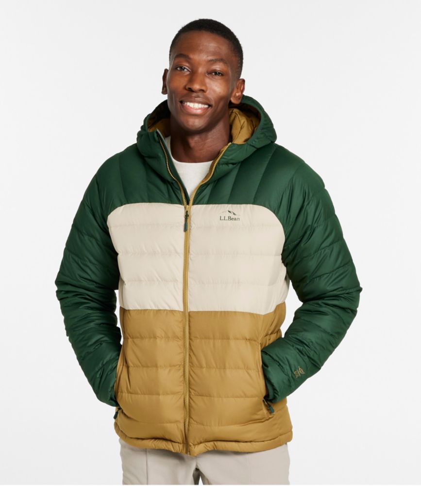 Men's Bean's Down Hooded Jacket, Colorblock | Men's at L.L.Bean