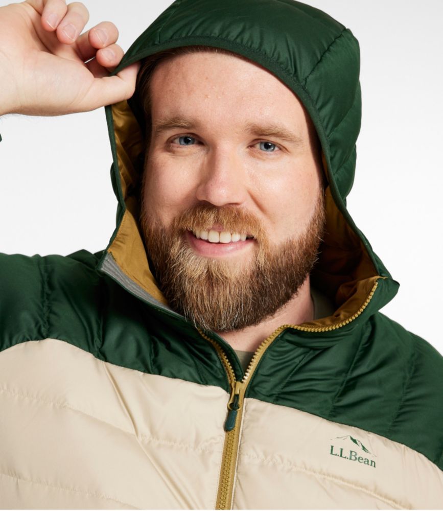 Men's Bean's Down Hooded Jacket, Colorblock | Men's at L.L.Bean