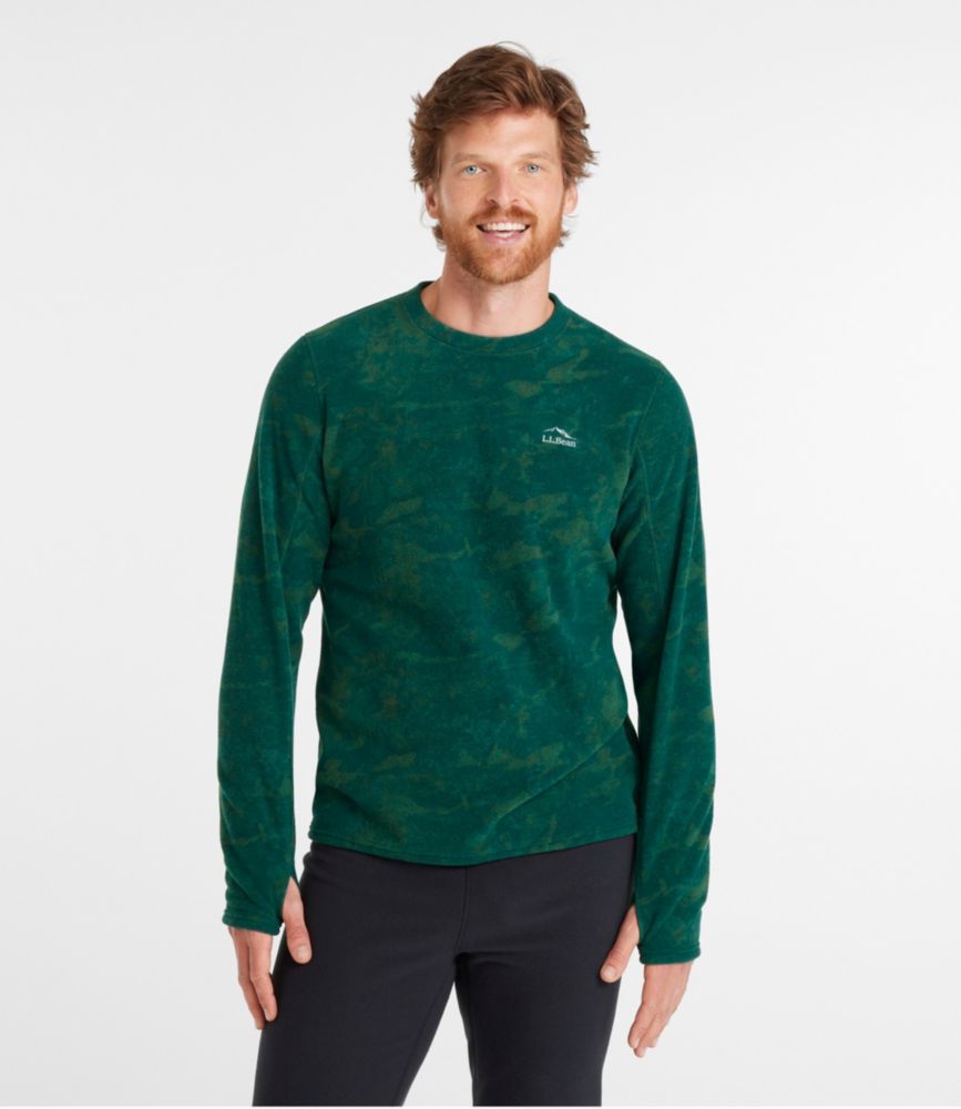 Men's L.L.Bean Fleece Base Layer Crew, Long-Sleeve Print | Base Layers ...