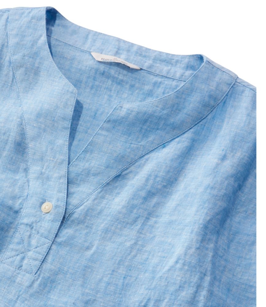 Women's Signature Linen Split-Neck Shirt, Short-Sleeve | Shirts & Tops ...