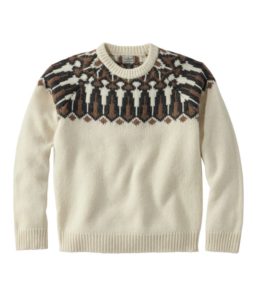 Men's Bean's Classic Ragg Wool Sweater, Crewneck, Yoke Fair Isle ...