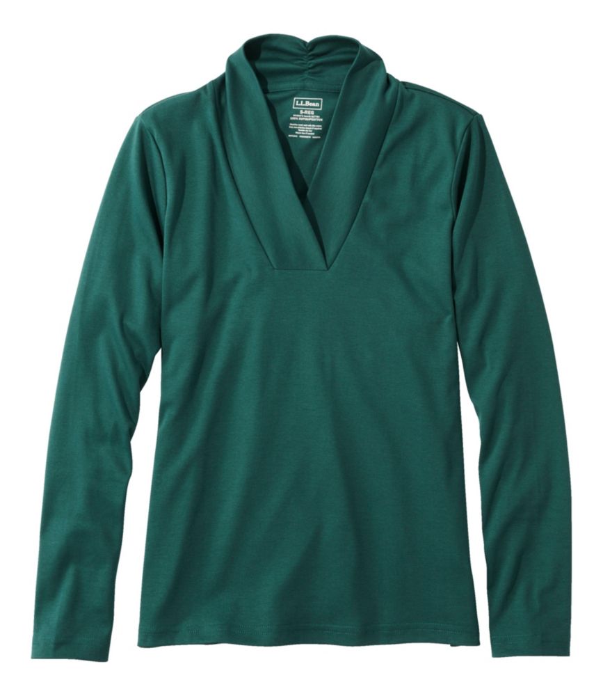Women's Pima Cotton Tee, Shawl Long-Sleeve | Tees & Knit Tops at L.L.Bean
