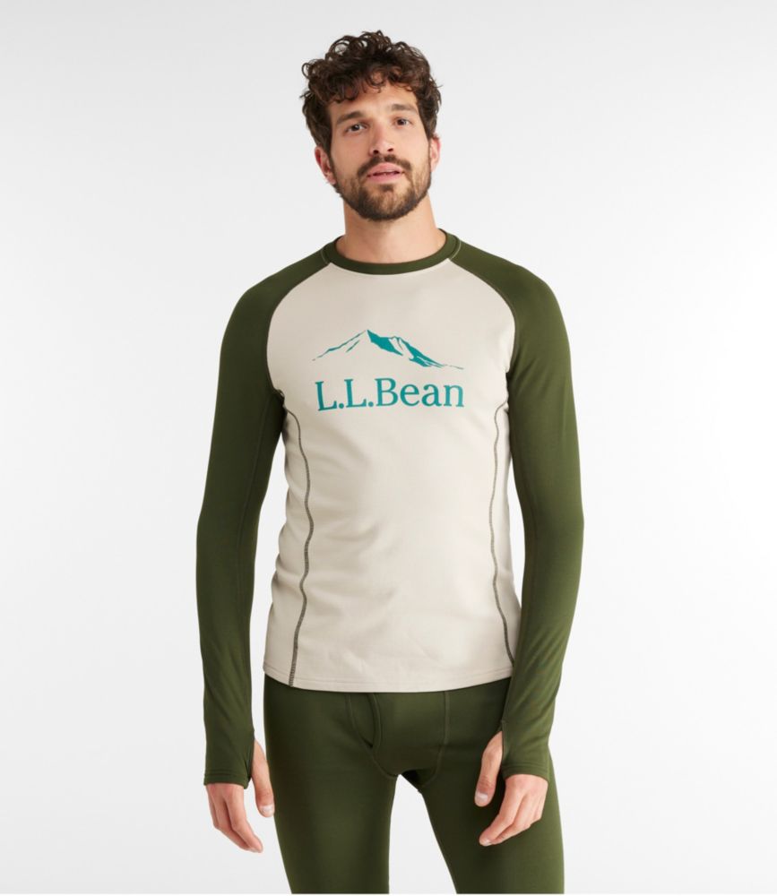 Men's L.L.Bean Heavyweight Base Layer Crew, Long-Sleeve Graphic ...