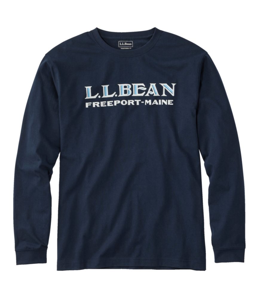 Men's Carefree Unshrinkable Tee, L.L.Bean Logo, Long-Sleeve | Shirts at L.L.Bean