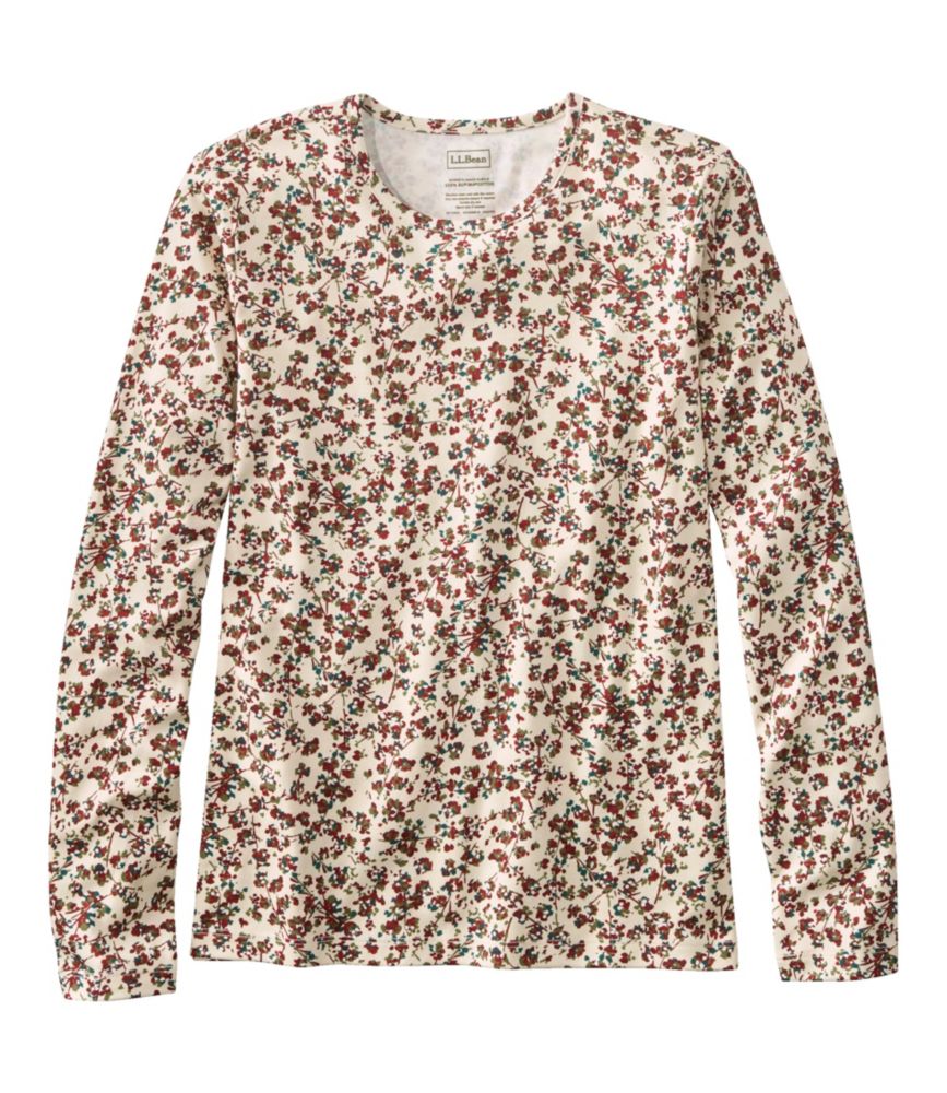 Women's Pima Cotton Tee, Long-Sleeve Crewneck Print | Tees & Knit Tops ...