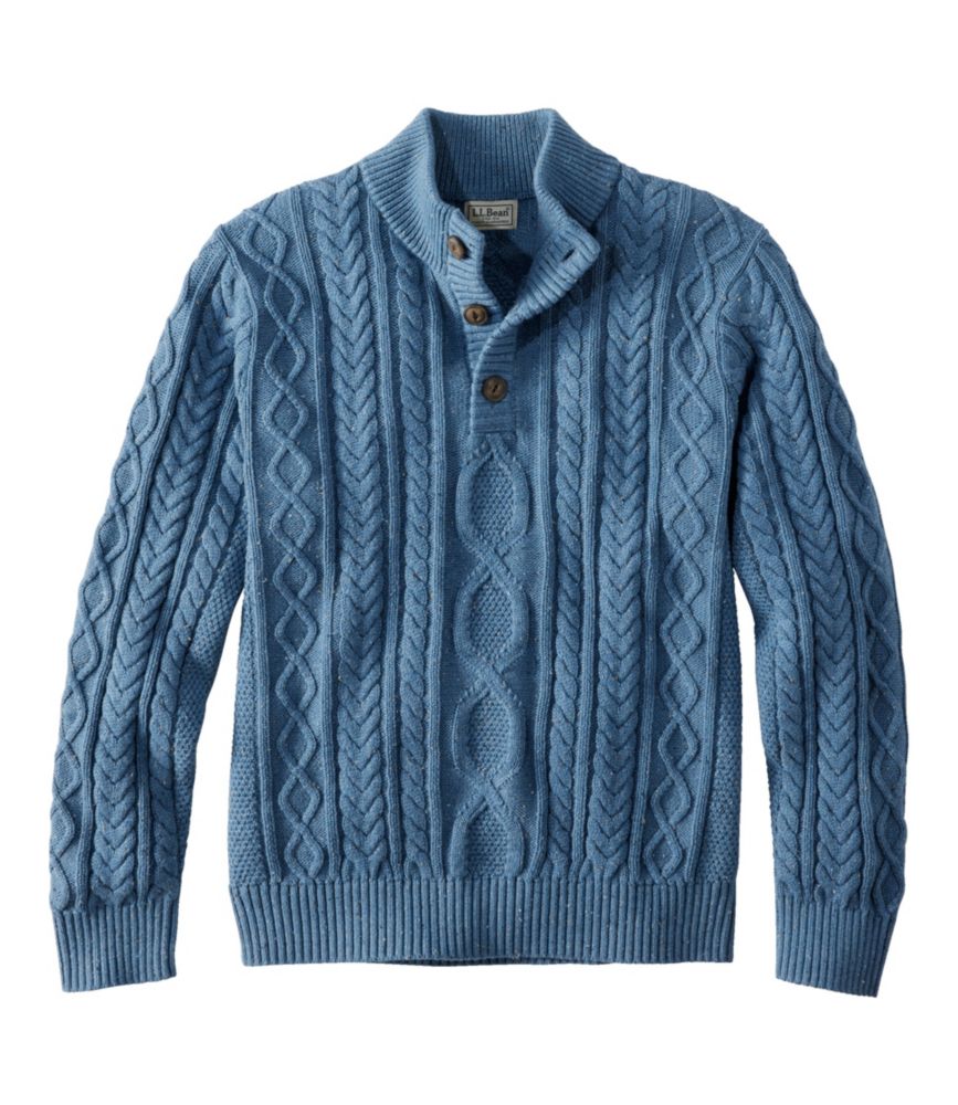 Men's Bean's Heritage Soft Cotton Fisherman Sweater, Button-Mock ...