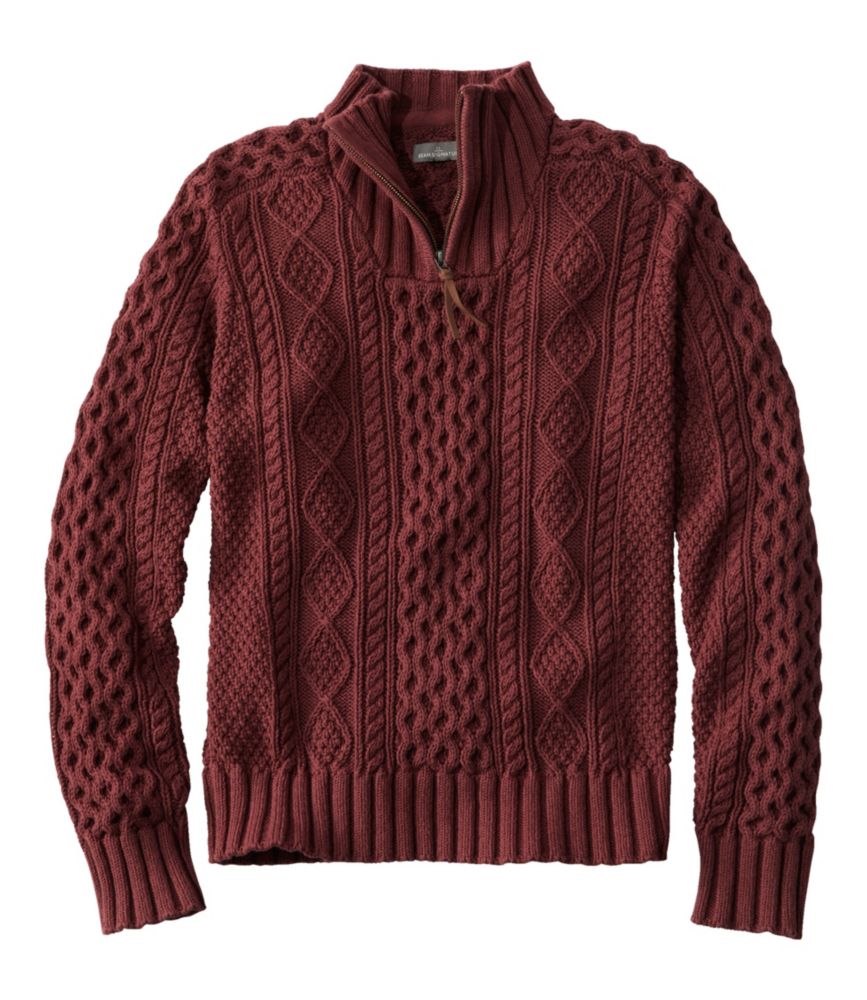 Men's Signature Cotton Fisherman Sweater, Quarter-Zip | Sweaters at L.L ...