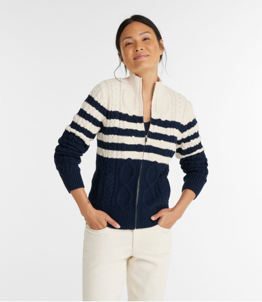 Women's Bean's Heritage Soft Cotton Fisherman Sweater, Cardigan Pattern ...