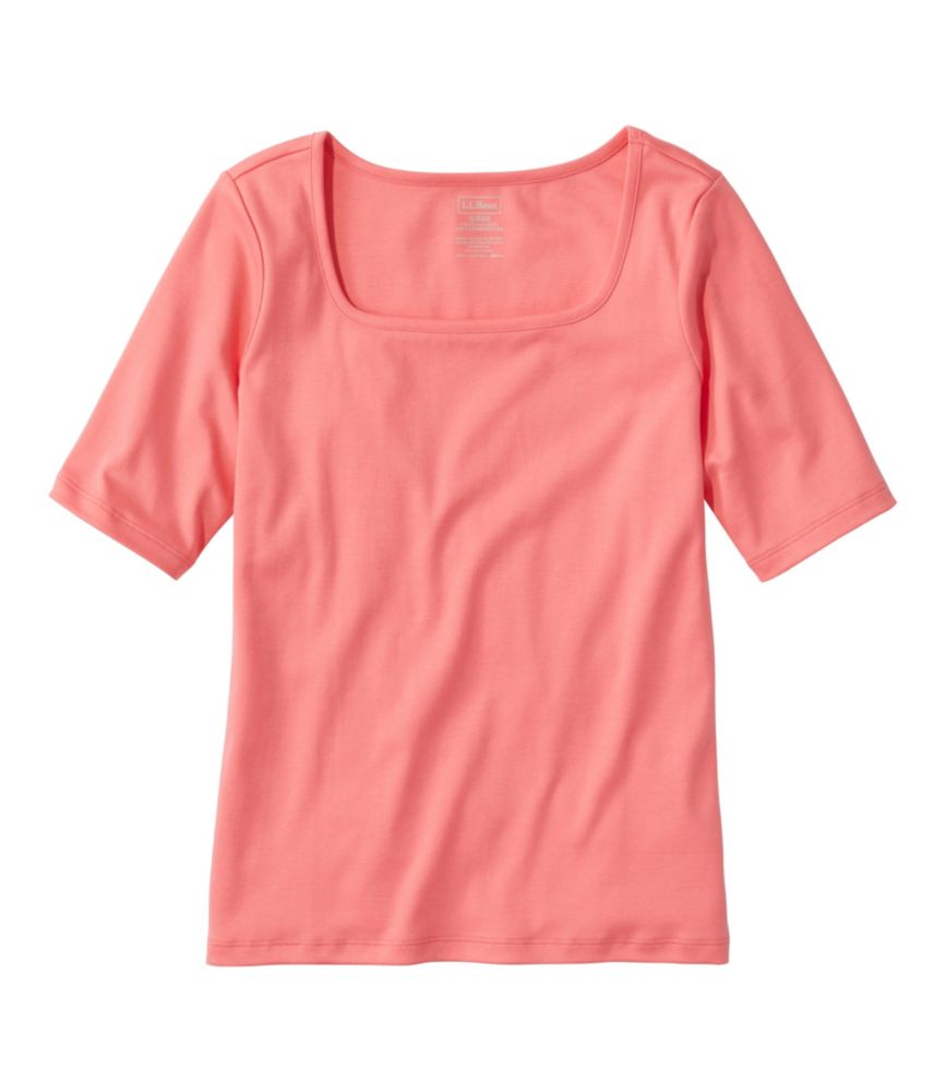 Women's Pima Cotton Tee, Soft Squareneck Elbow-Sleeve | Tees & Knit ...