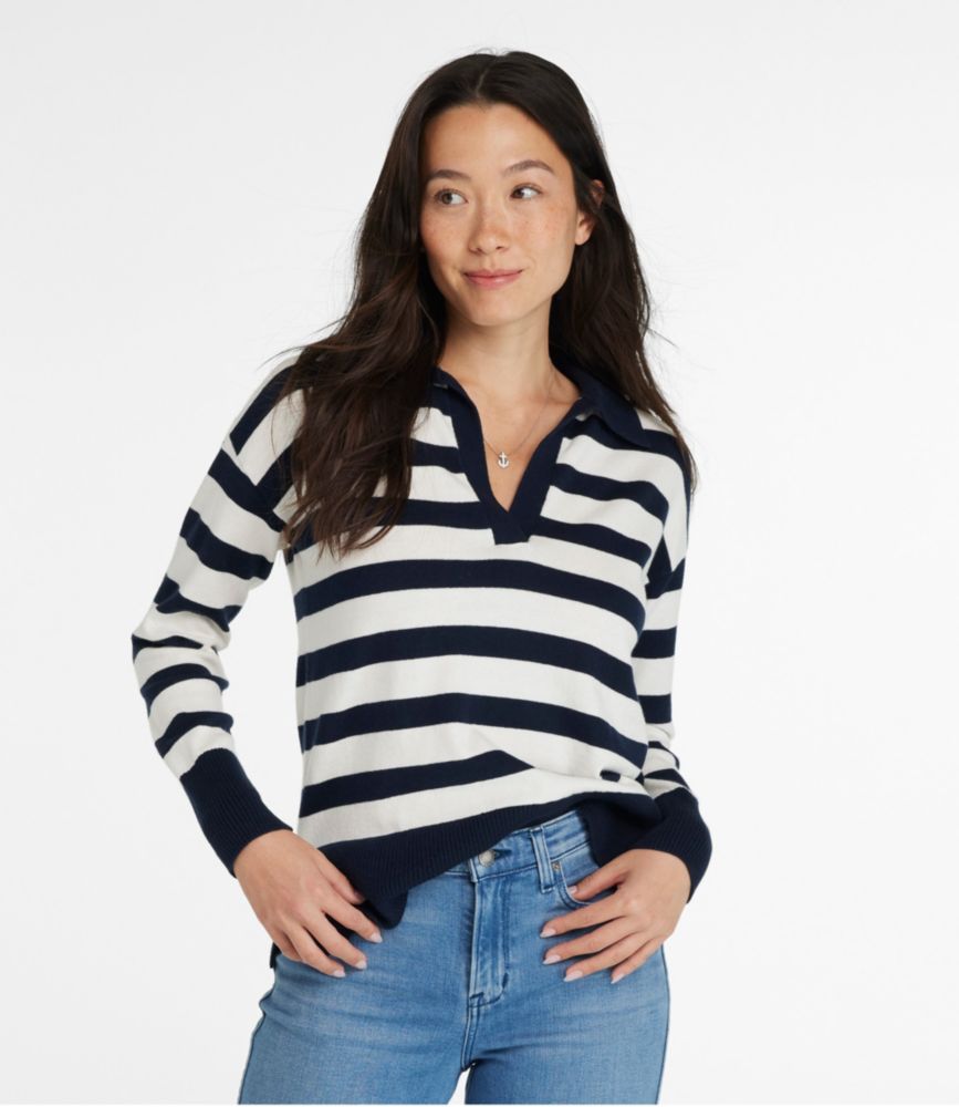 Women's Cotton/Cashmere Sweater, Polo Stripe | Sweaters at L.L.Bean